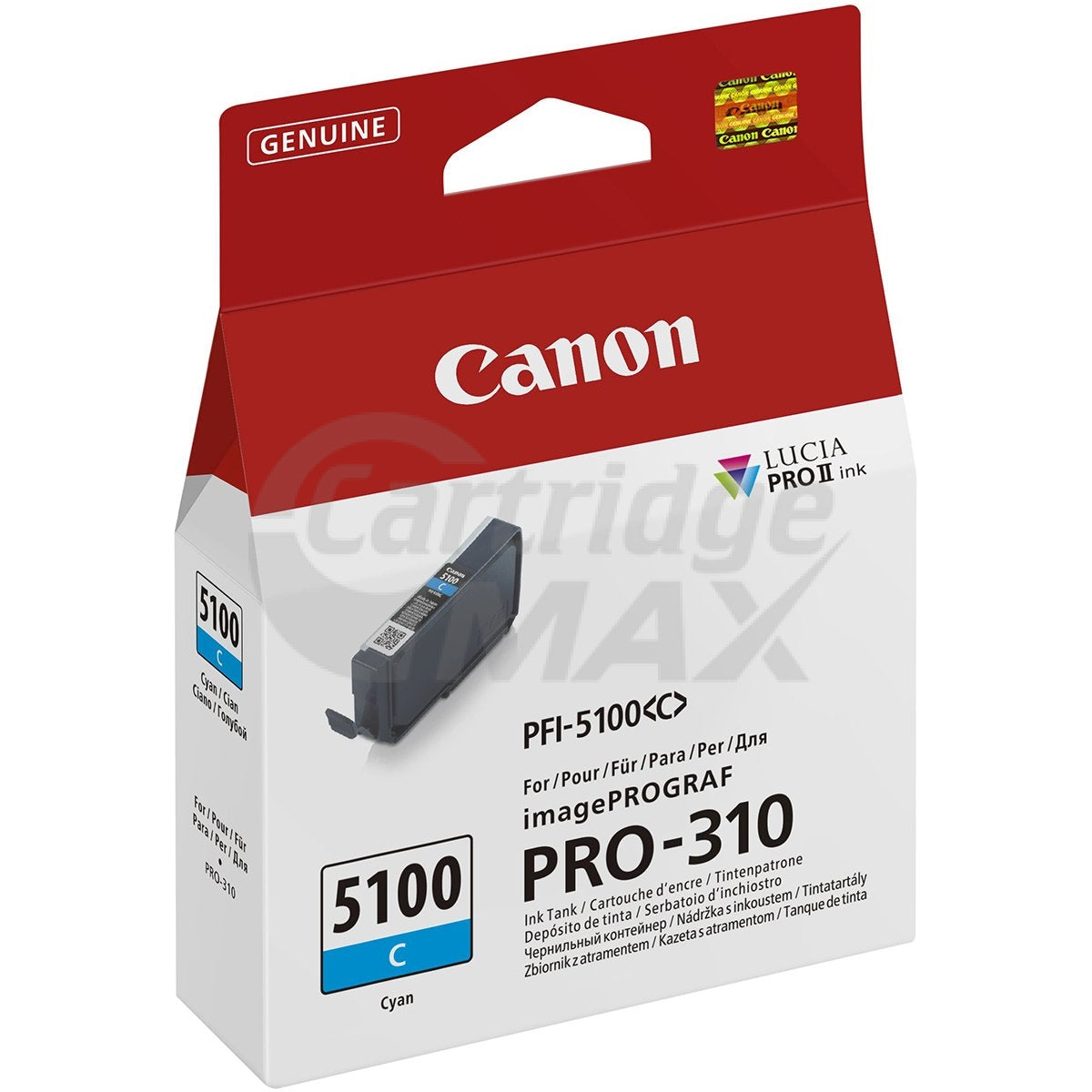 Original Canon LUCIA PRO II PFI-5100C Cyan Ink Tank - 14.4ml Cartridges ...
