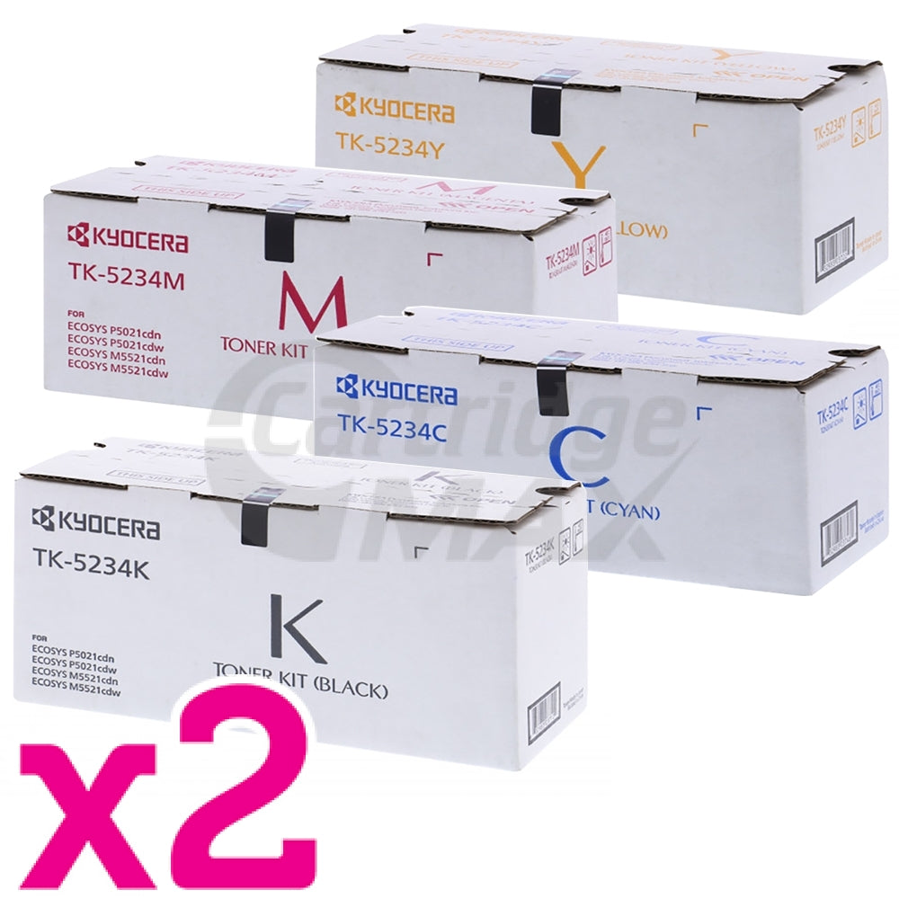 2 sets of 4 Pack Original Kyocera TK-5234 Toner Combo Ecosys M5521, P5 ...