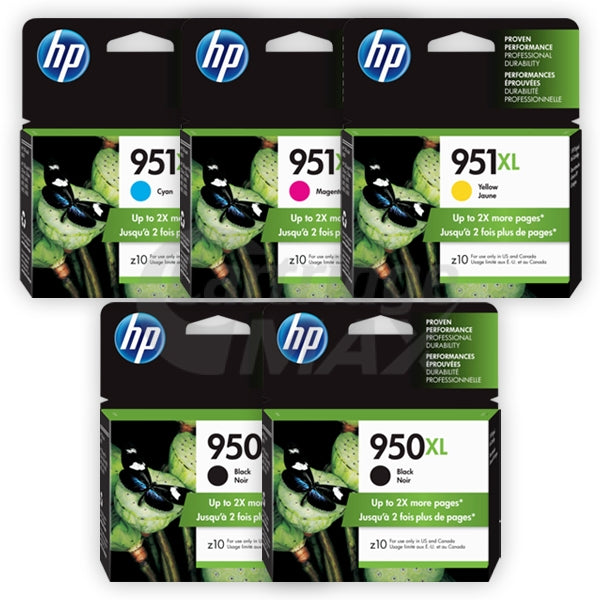 5 Pack HP 950XL + 951XL Original Inkjet Cartridges CN045AA - CN048AA ...