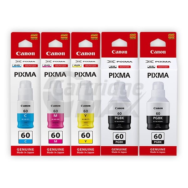 5-Pack Original Canon GI60 Ink Bottle [2BK,1C,1M,1Y] Cartridges ...